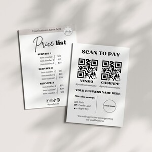 Business Sign Bundle, Scan to Pay, Qr Code Sign, Price List Template ...