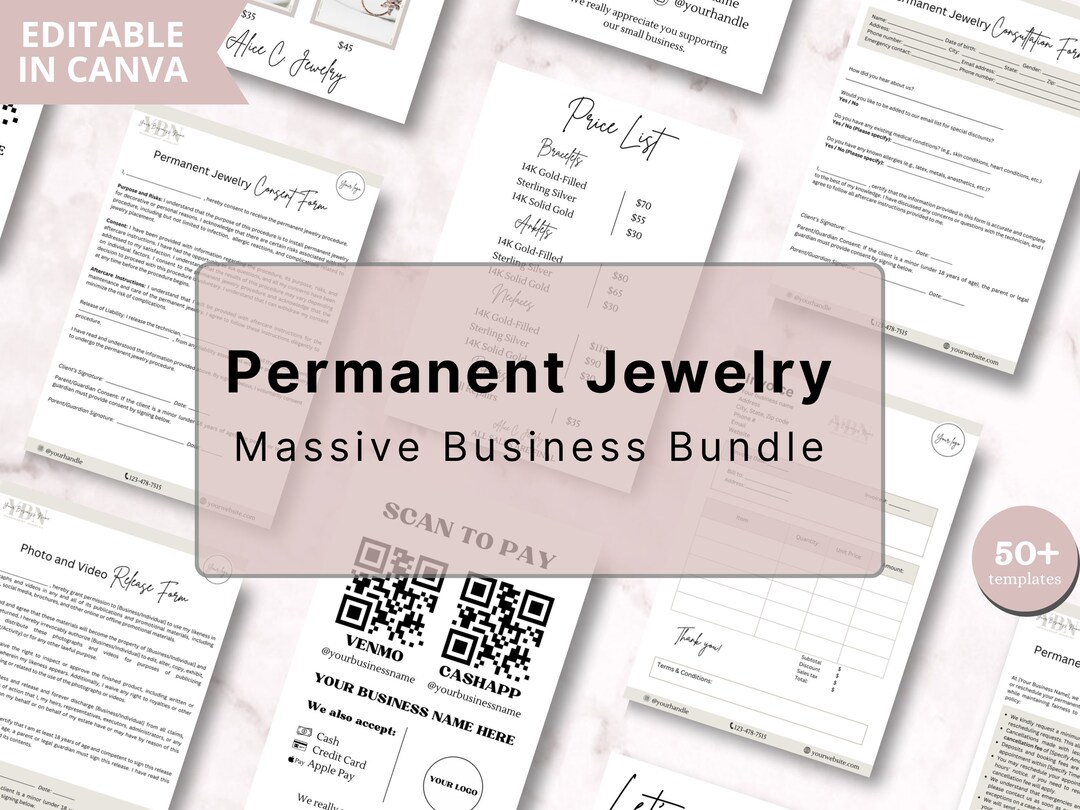 Permanent Jewelry Business Bundle, Permanent Jewelry Sign, Permanent ...
