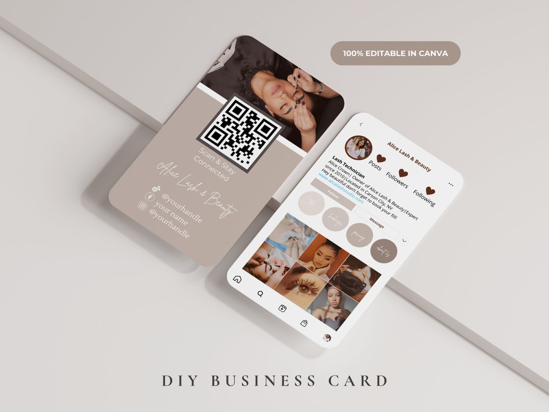 Instagram Business Card Template for Lash, Ig Business Card, Lash ...