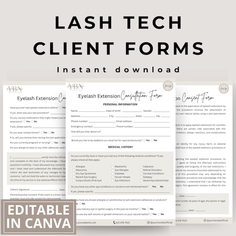 Intake Forms Lash - Etsy