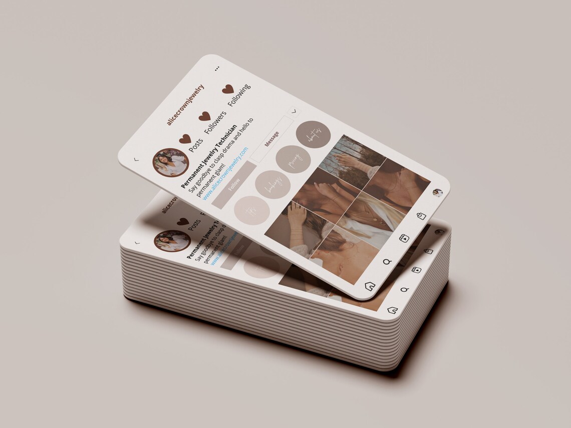 Permanent Jewelry Instagram Business Card, Editable Permanent Jewelry ...