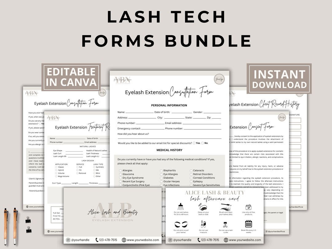 Lash Consent Forms, Lash Client Intake, Eyelash Extension Forms, Lash ...