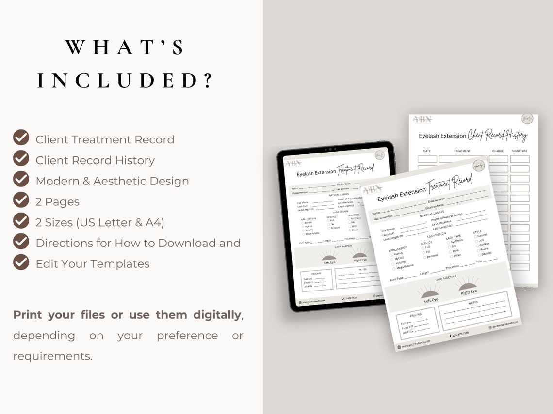 Lash Client Record Form, Eyelash Extension Consultation (canva Template ...