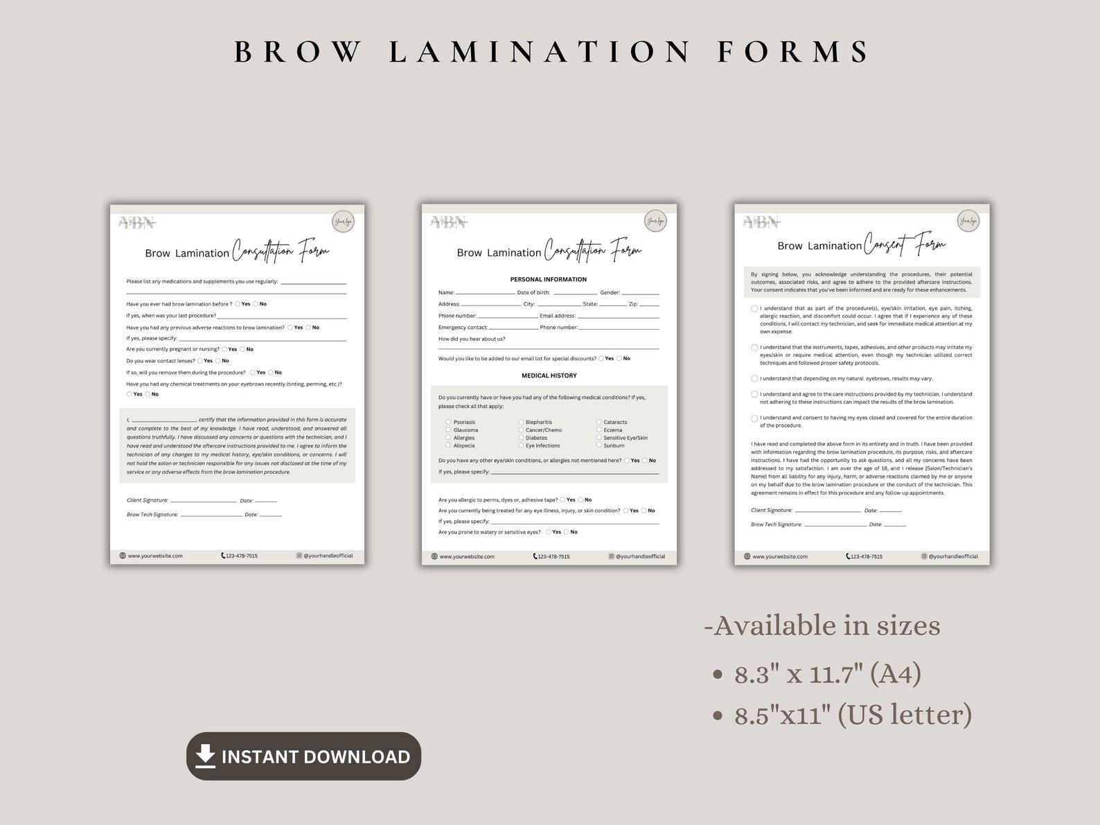Brow Lamination Consent Form, Brow Tech Template, Brow Tech Client ...