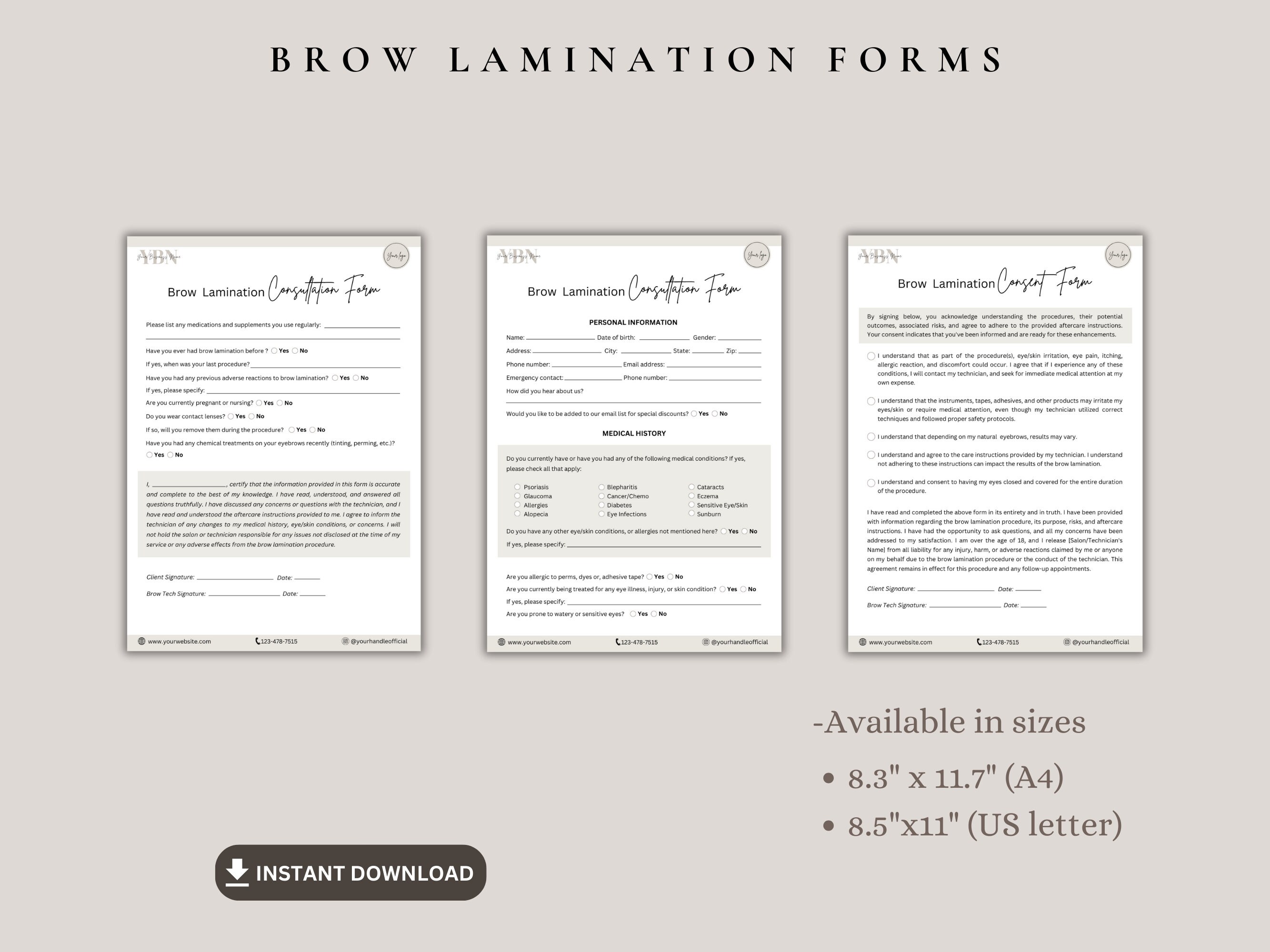 Brow Lamination Consent Form Brow Tech Template Brow Tech - Etsy