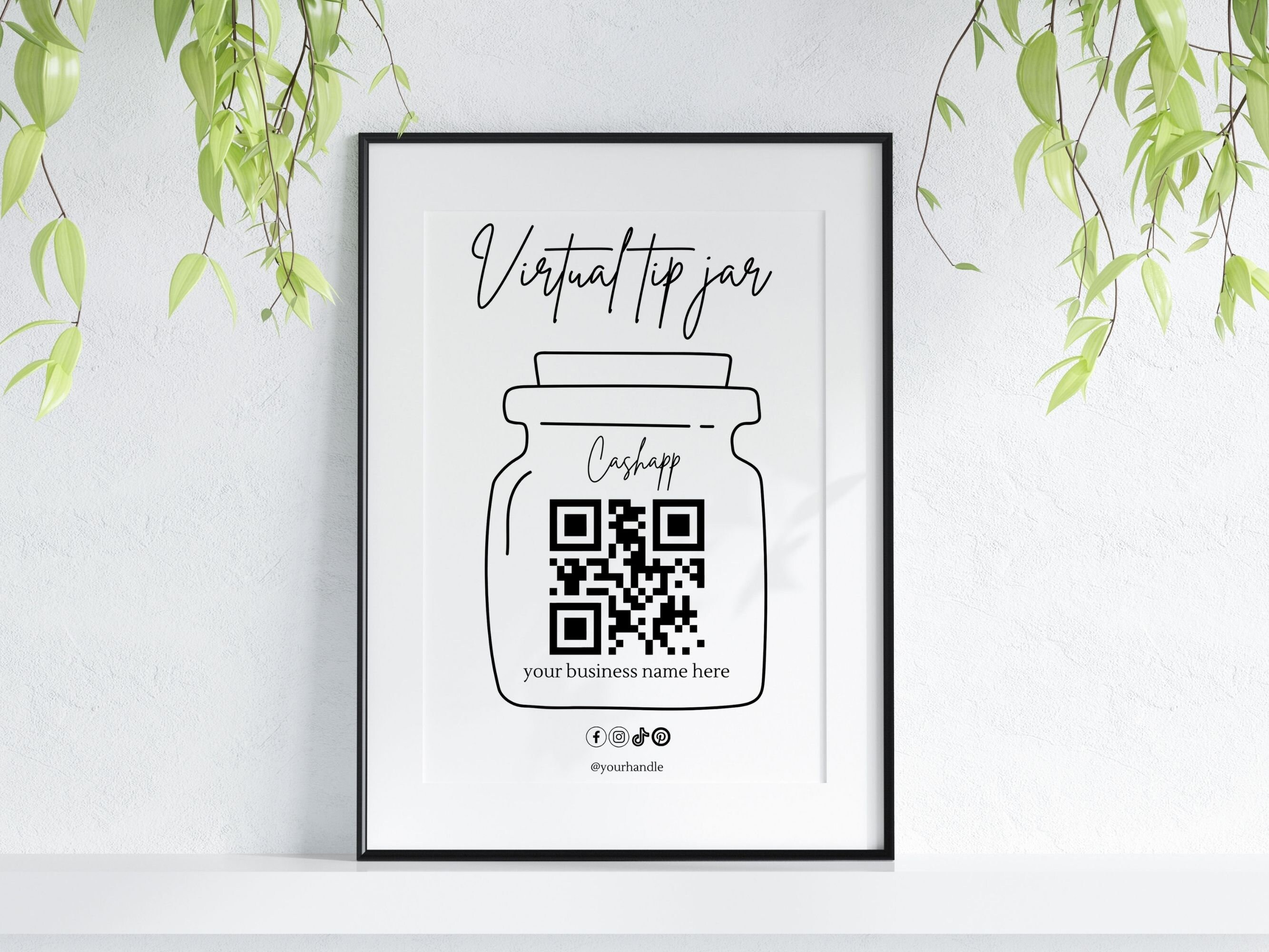Qr Payment Sign, Tip Jar, Cash App Sign, Bartender Tip Sign,wedding Bar ...