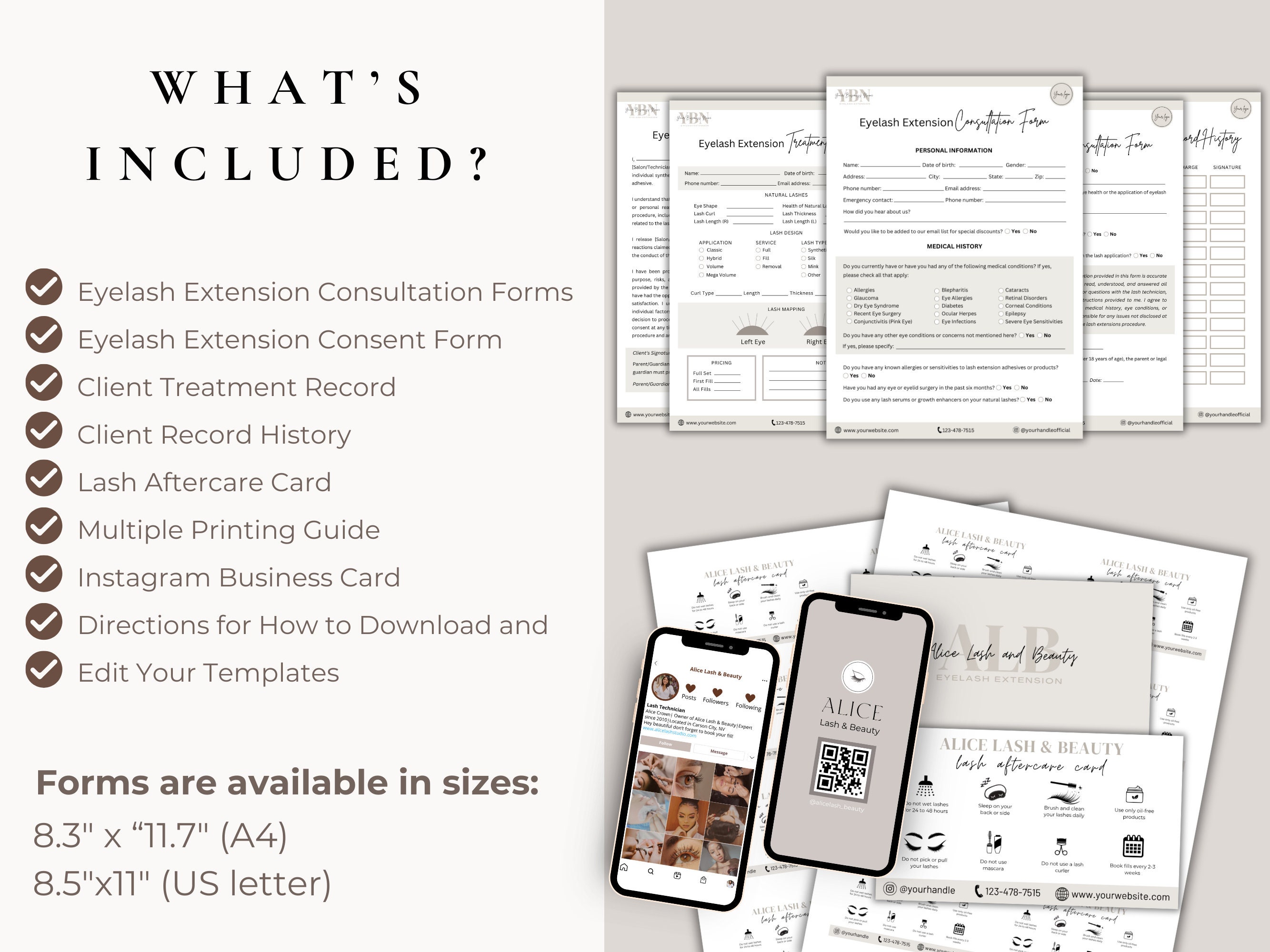 Eyelash Extension Forms, Lash Business Bundle, Lash Consent Form, Lash ...