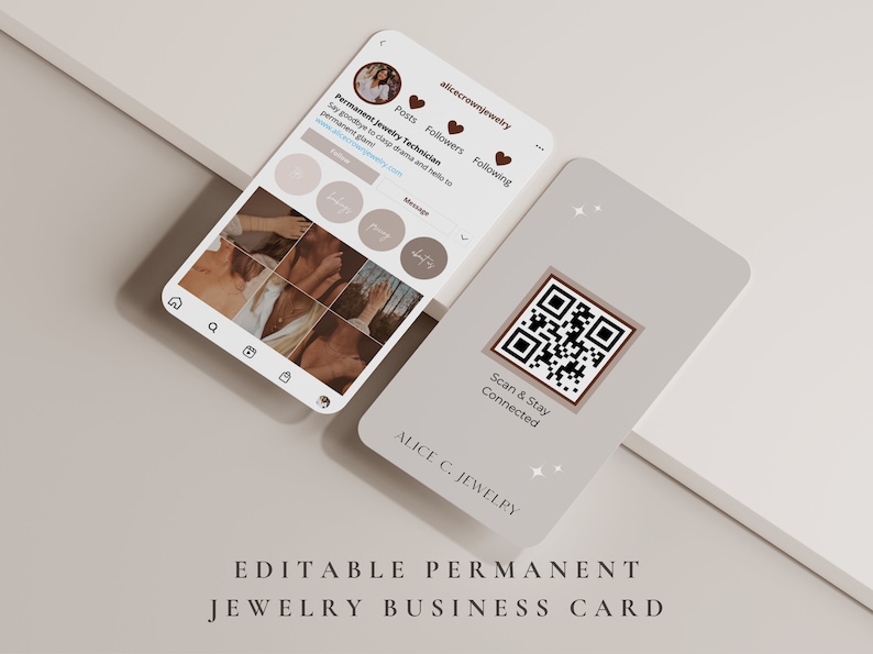Permanent Jewelry Instagram Business Card, Editable Permanent Jewelry ...