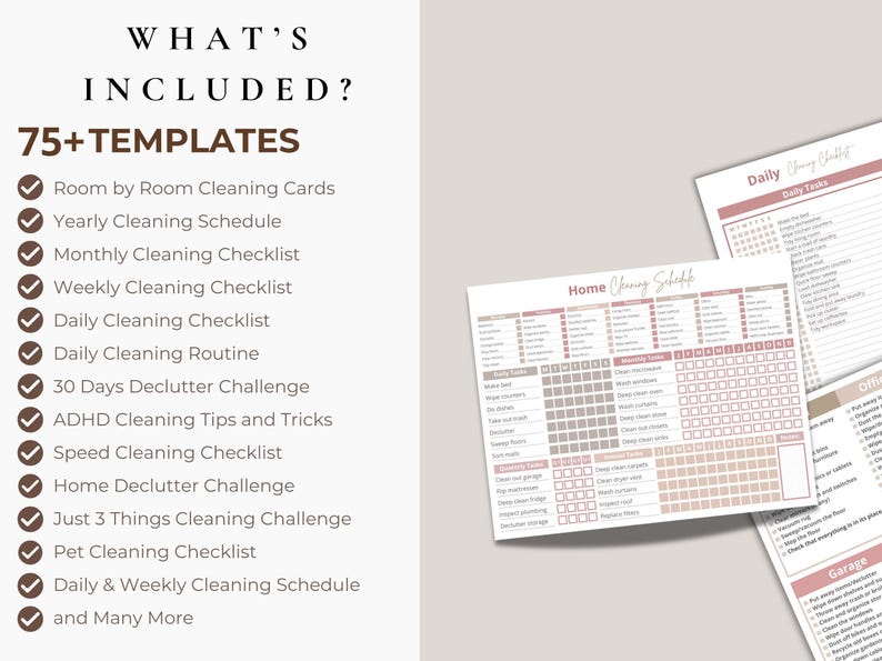 ADHD Cleaning Checklist Bundle, Editable Home Chore Charts (canva ...