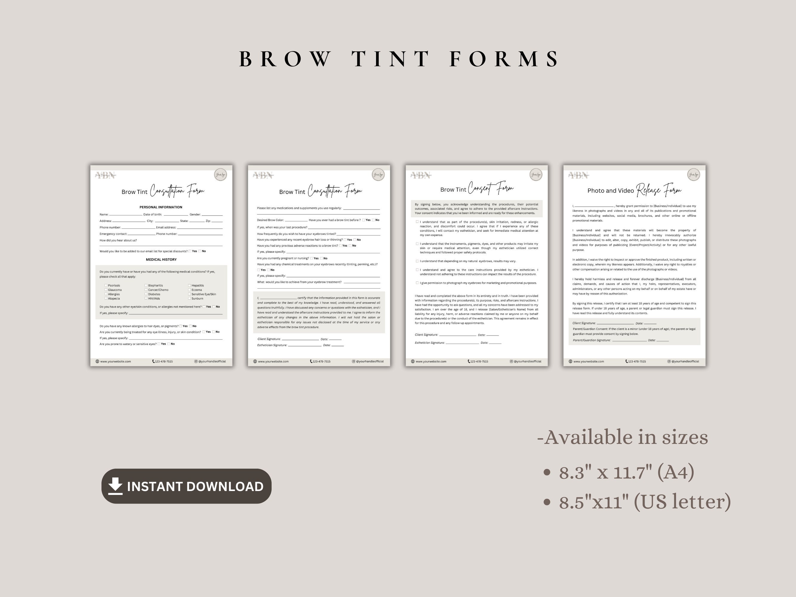 Brow Tint Kit, Brow Tint Consent Form, Esthetician Forms, Brow Tech ...