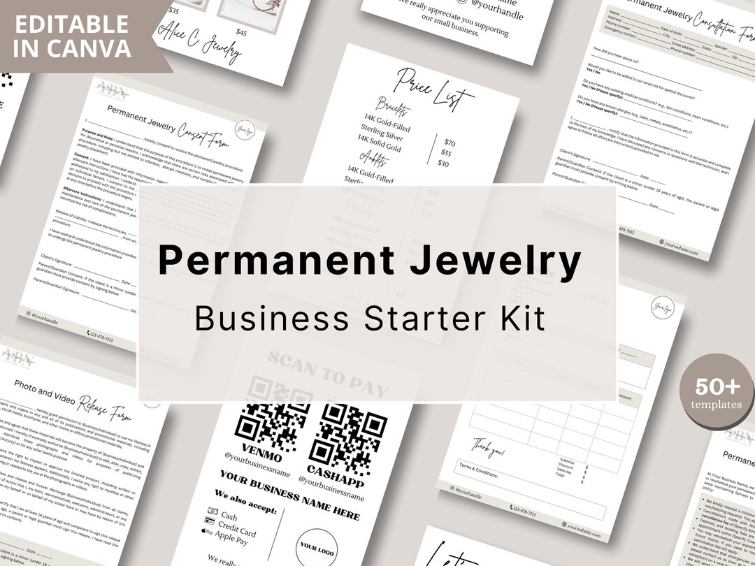 Permanent Jewelry Business Bundle, Permanent Jewelry Care Card ...