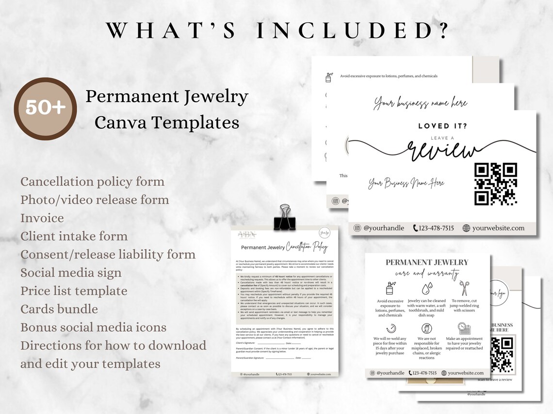 Permanent Jewelry Business Bundle, Permanent Jewelry Consent Form ...