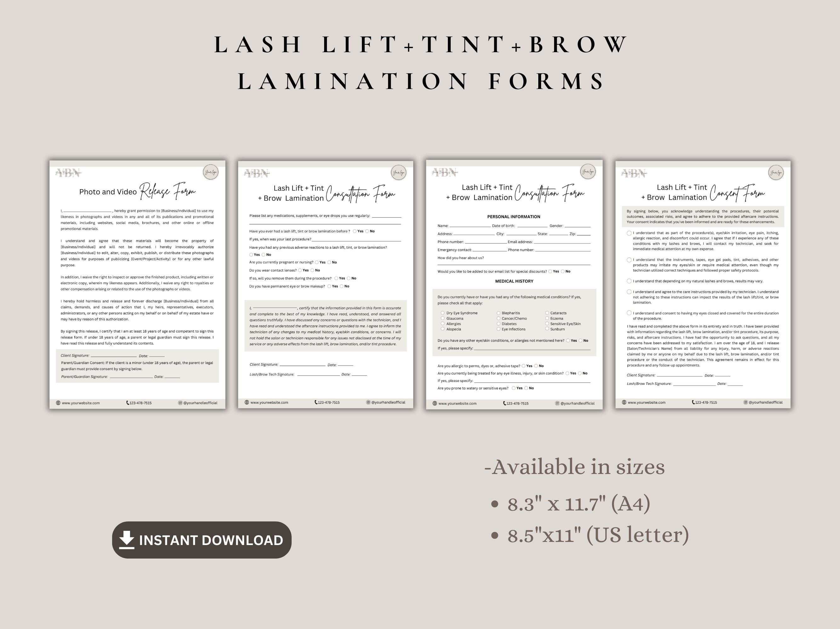 Lash Lift and Tint Consent Form, Brow Lamination Forms, Eyelash Client ...
