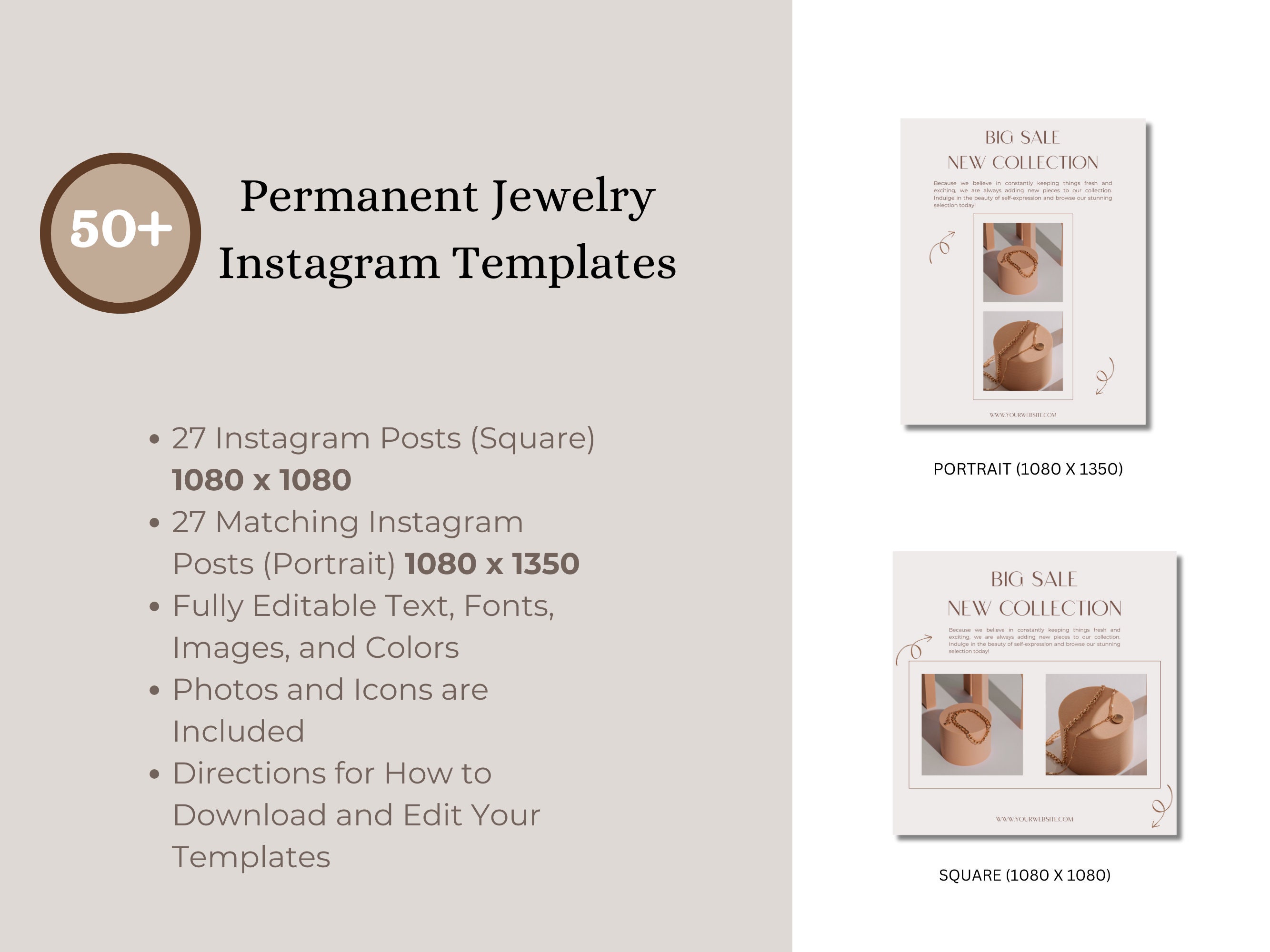 Editable Permanent Jewelry Social Media Templates, Permanent Jewelry ...