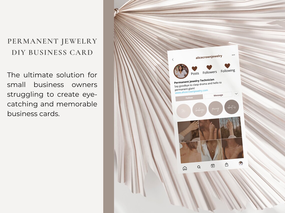 Permanent Jewelry Instagram Business Card, Editable Permanent Jewelry ...