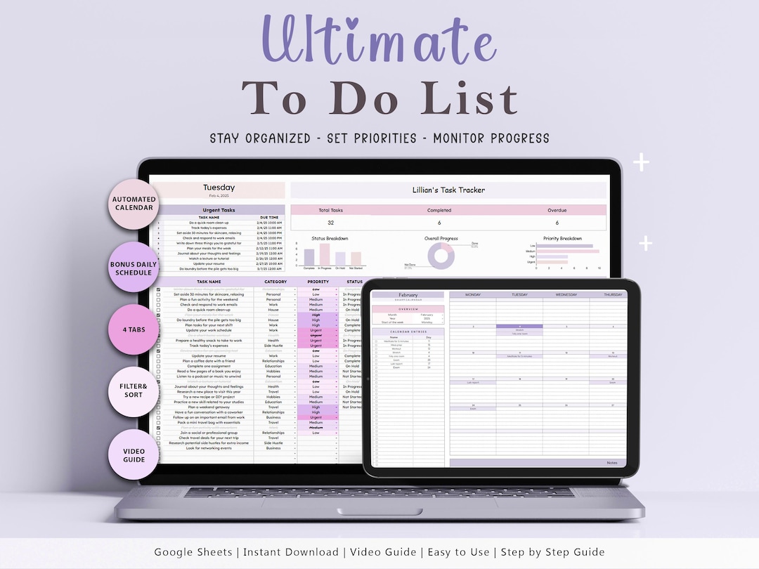 To-do List Google Sheets: Task Tracker, Daily Schedule (digital Planner ...