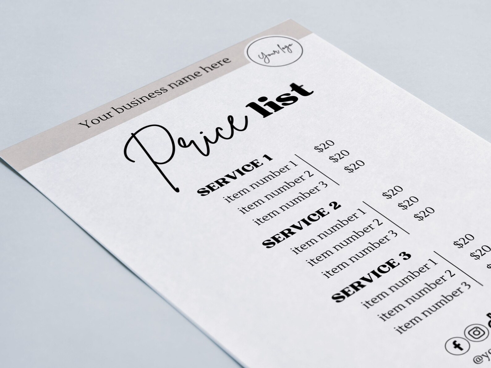 Price List Template, Editable Price List Sign, Beauty Salon Hair Spa ...