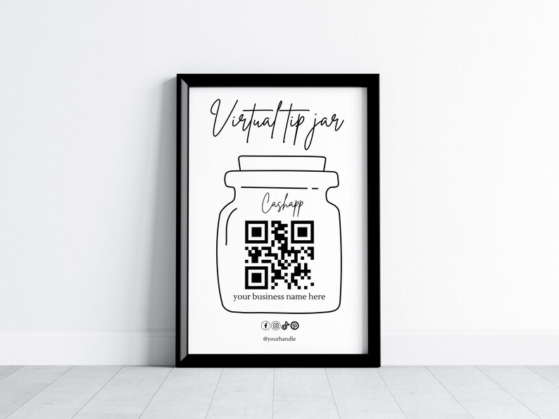 Qr Payment Sign, Tip Jar, Cash App Sign, Bartender Tip Sign,wedding Bar ...