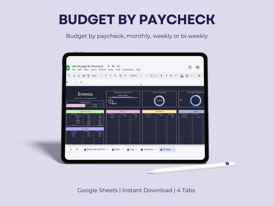 Biweekly Bimonthly Paycheck Budget Planner Google Sheets Spreadsheet ...