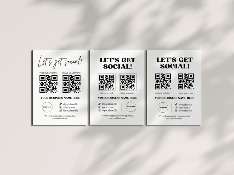 Business Sign Templates Bundle, Follow Us Sign, QR Code Sign, Lets Get ...