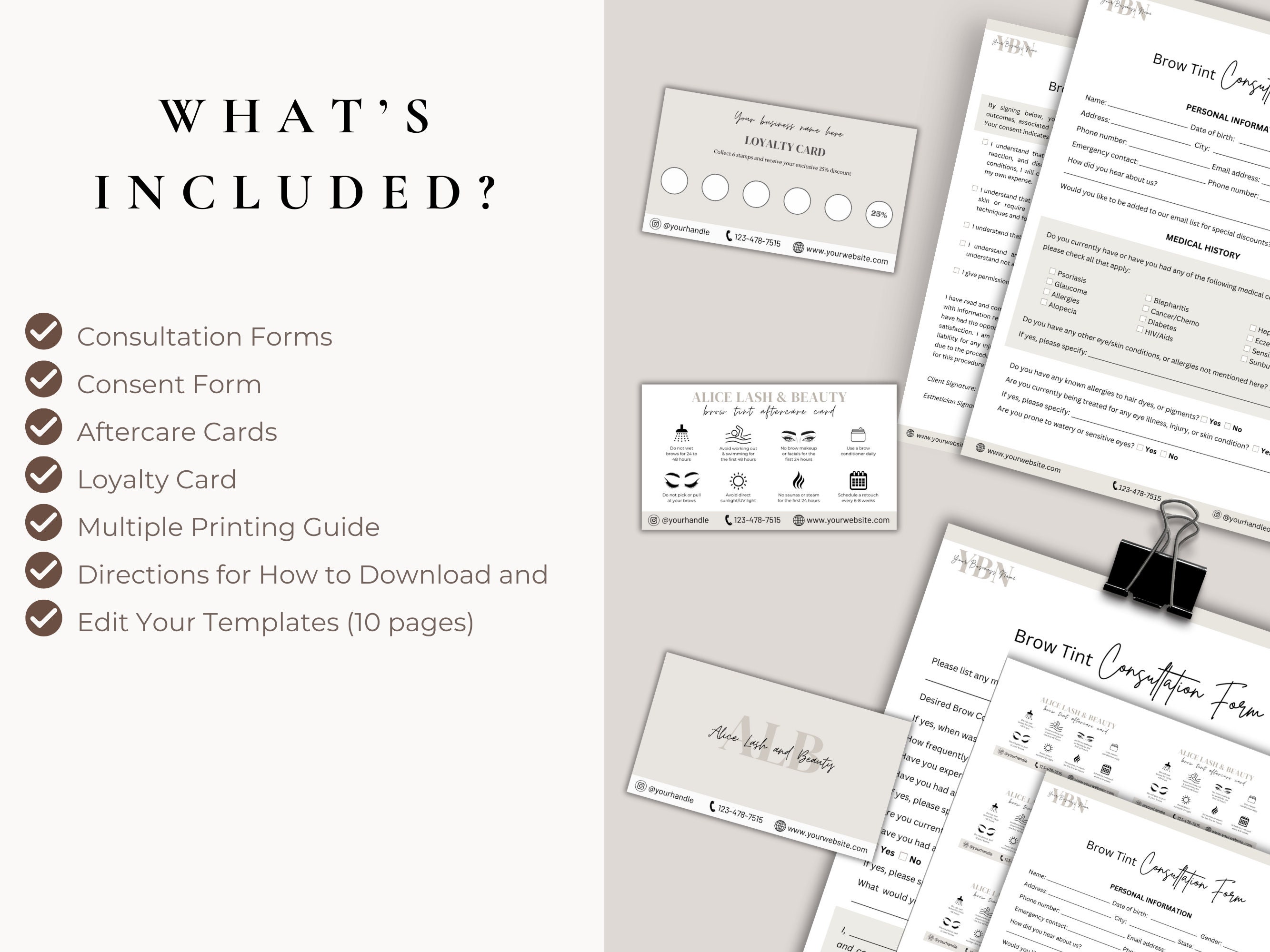 Brow Tint Consent Form, Brow Tint Forms, Brow Tint Business Kit, Brow ...