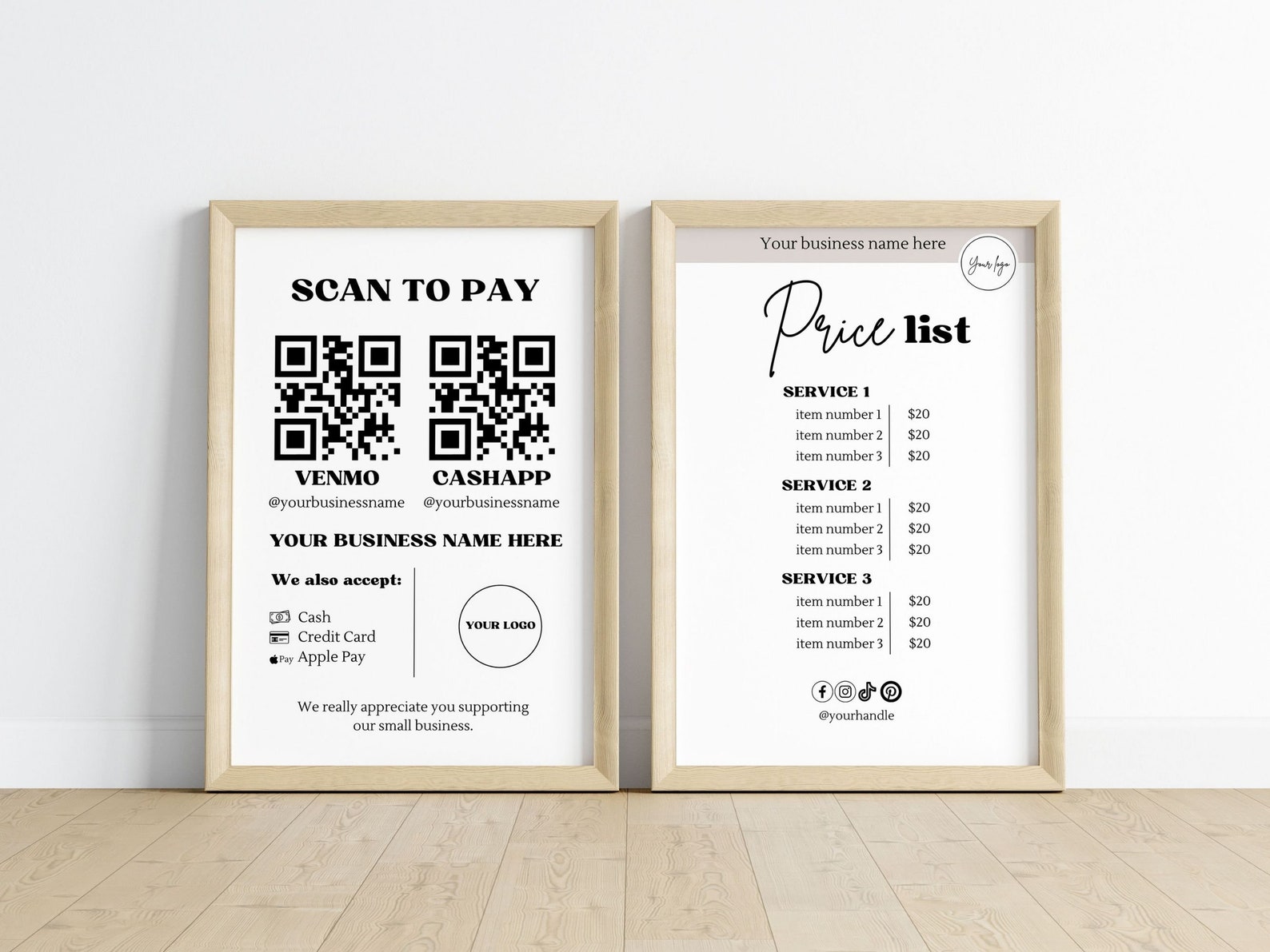 Business Sign Bundle Scan to Pay Qr Code Sign Price List - Etsy
