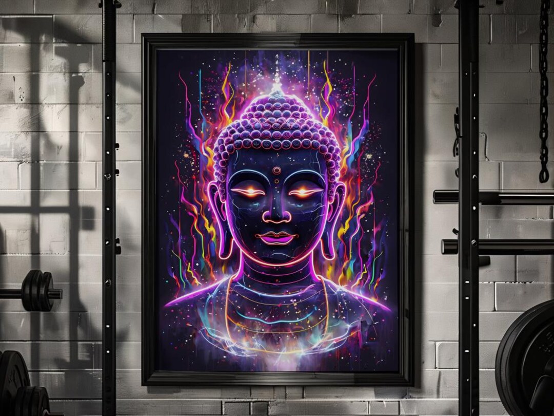 Neon Buddha Wall Art Printable Download, Vibrant Buddha Poster ...