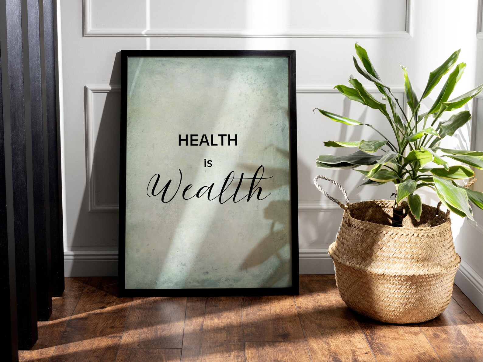 Health is Wealth Printable Digital Wall Art, Sage Green Antique ...