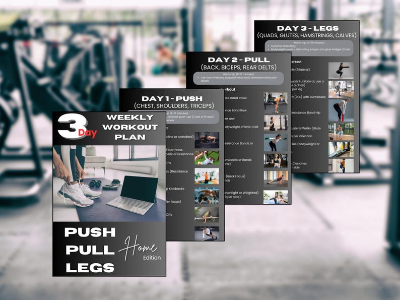 Weekly Home Workout Plan 3 Day Push-pull-leg, Digital Download Eguide ...