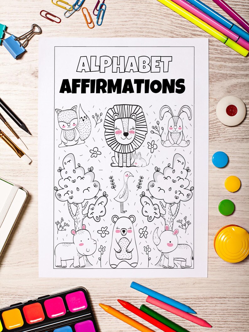 Alphabet Affirmations Coloring Book, Digital Printable ABC Coloring ...
