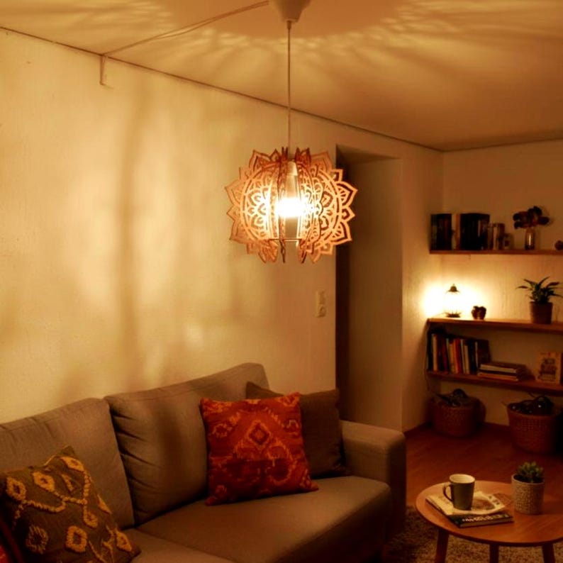 Mandala Pendant Light SVG | Laser Cut Lamp Shade | 8 Panel Hanging ...