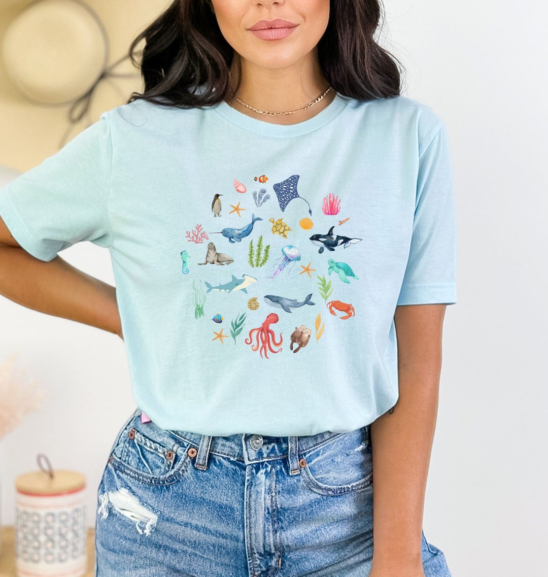 Cute Sea Animal Shirt, Sea Animals Tshirt, Marine Life Shirt, Marine ...