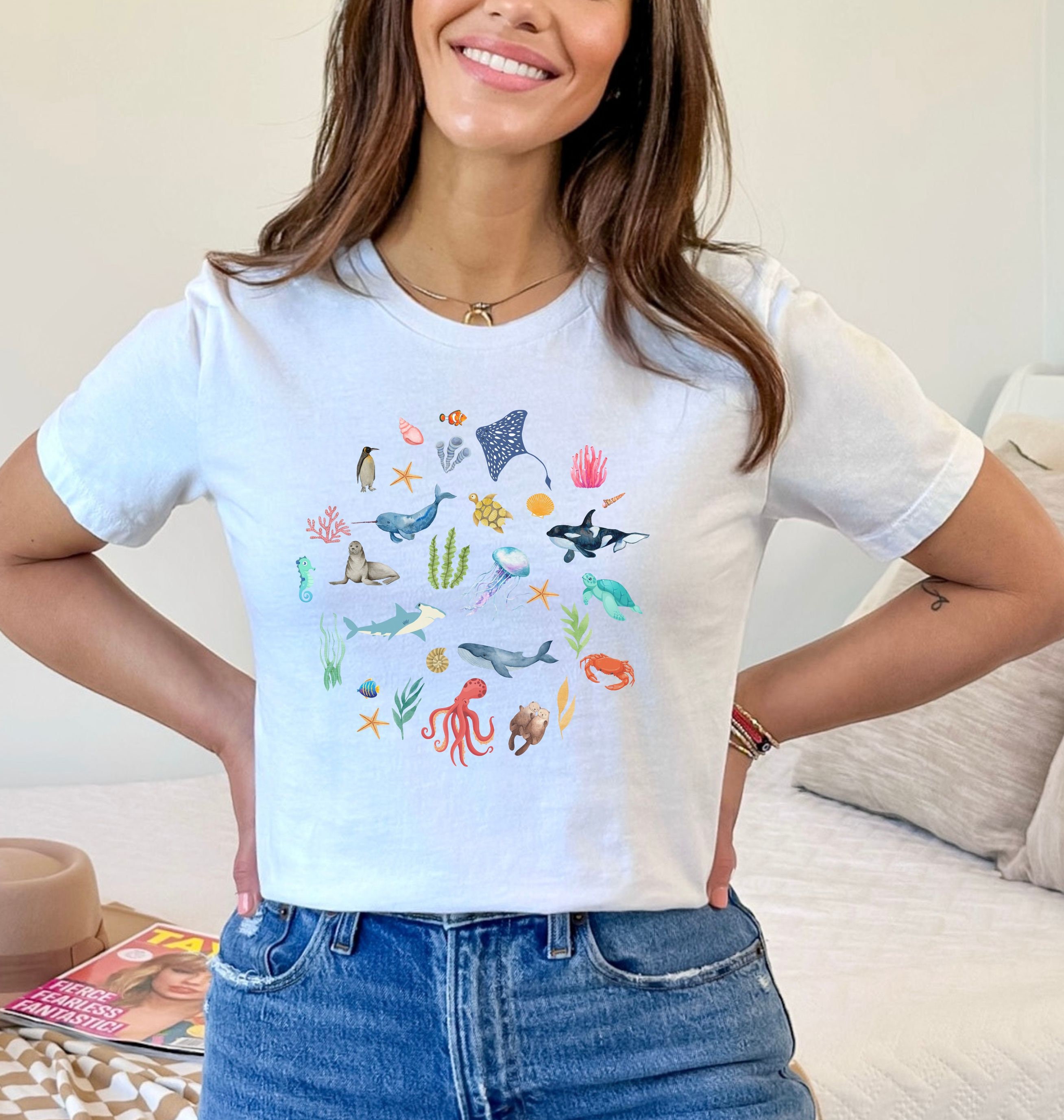 Cute Sea Animal Shirt, Sea Animals Tshirt, Marine Life Shirt, Marine ...