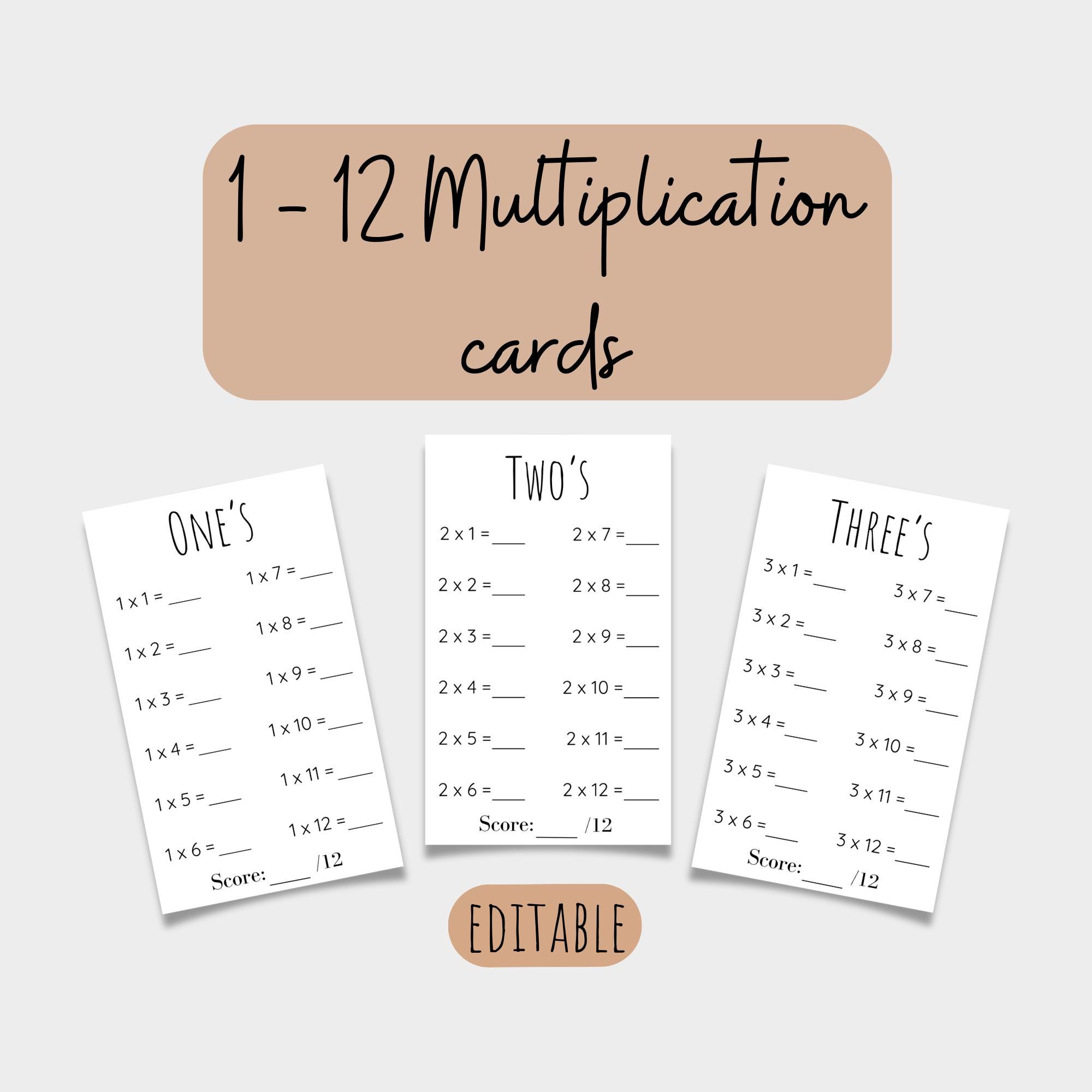 Multiplication Cards, Multiplication Flash Cards, Times Tables, Answer ...