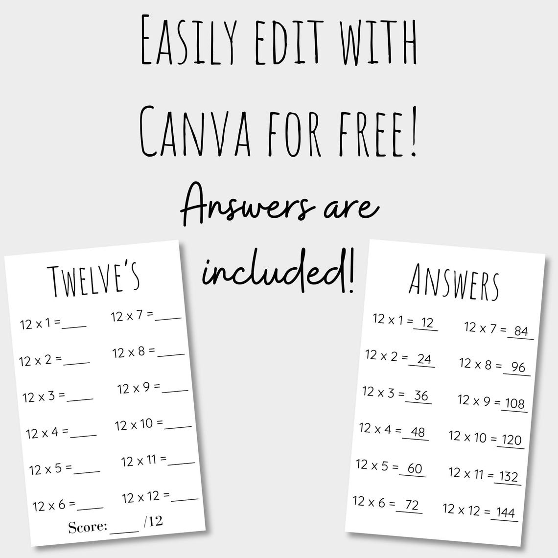 Multiplication Cards, Multiplication Flash Cards, Times Tables, Answer ...