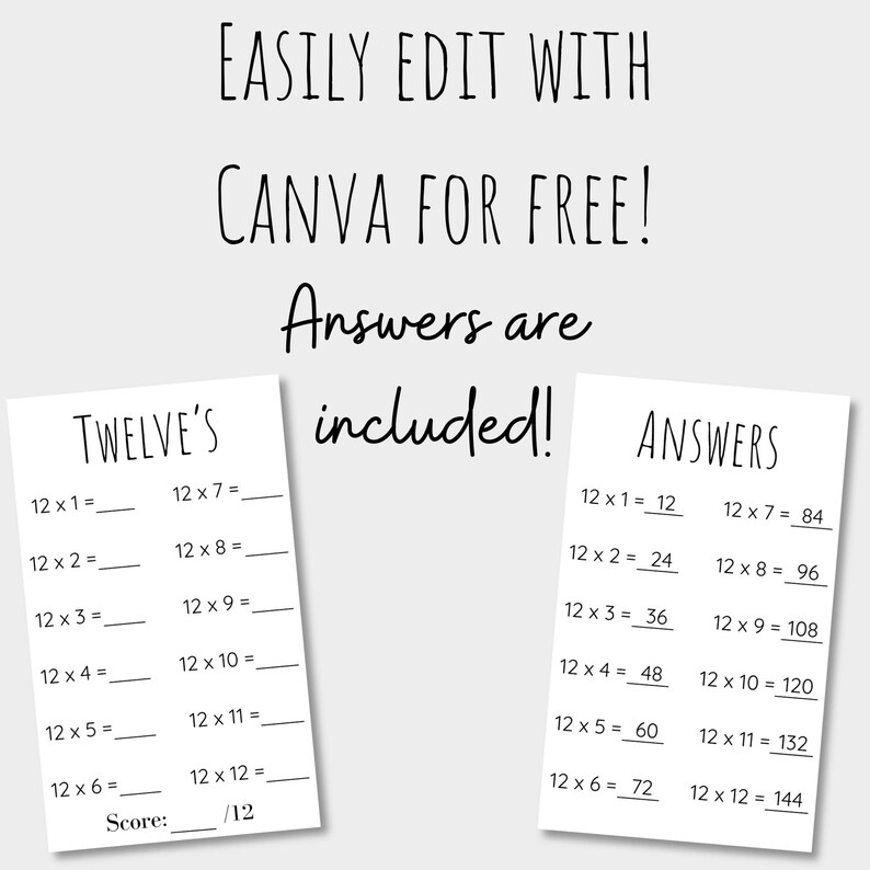 Multiplication Cards, Multiplication Flash Cards, Times Tables, Answer ...