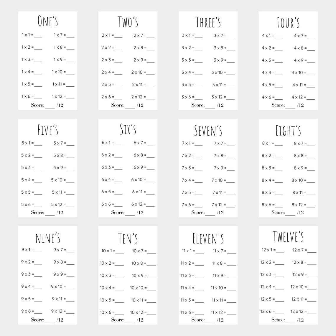 Multiplication Cards, Multiplication Flash Cards, Times Tables, Answer ...