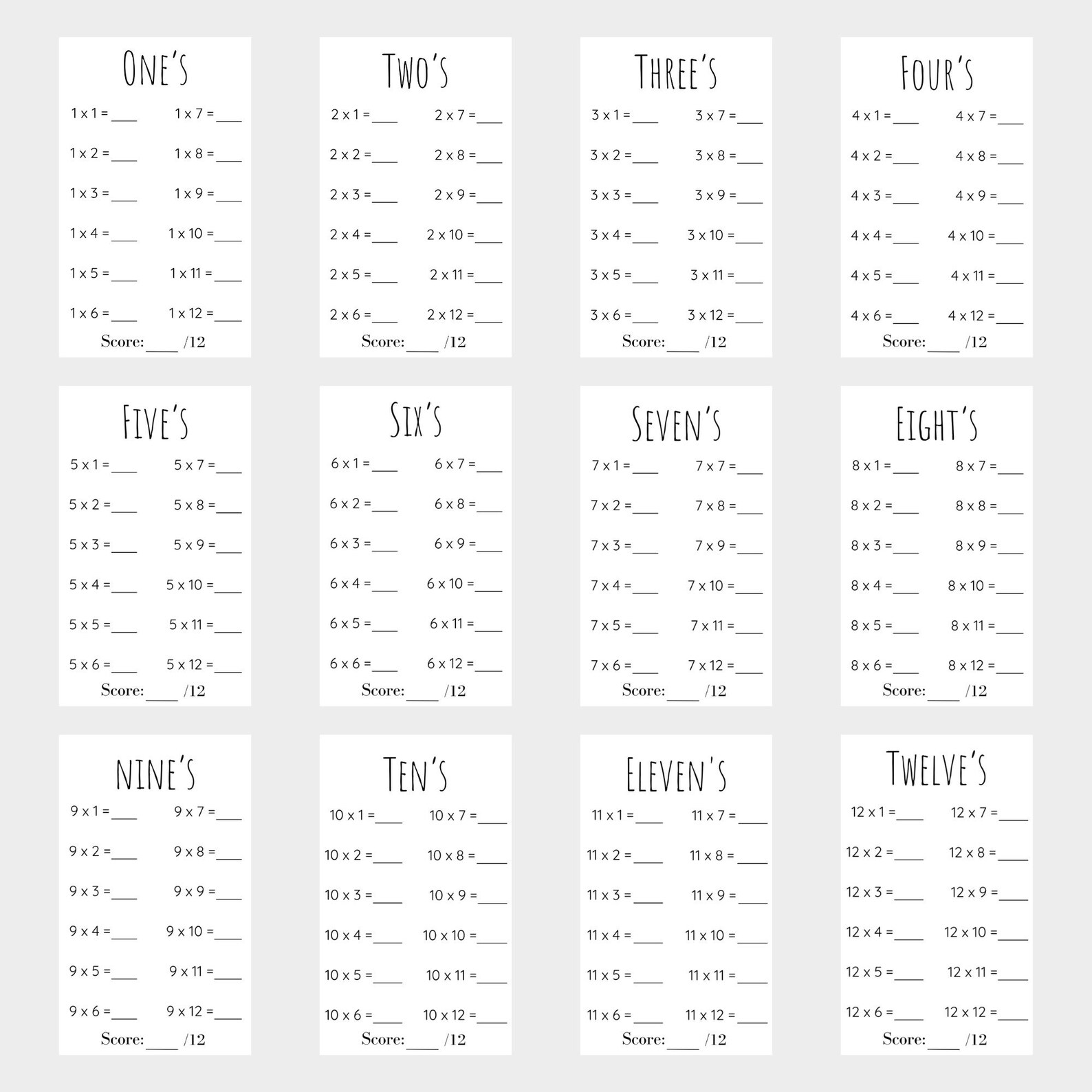 Multiplication Cards, Multiplication Flash Cards, Times Tables, Answer ...