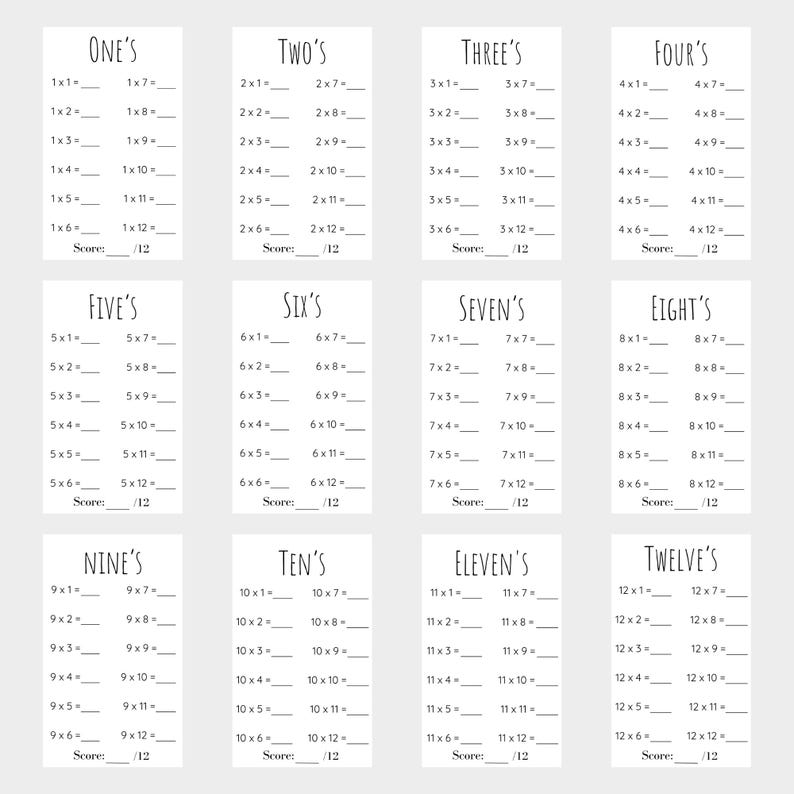 Multiplication Cards, Multiplication Flash Cards, Times Tables, Answer ...