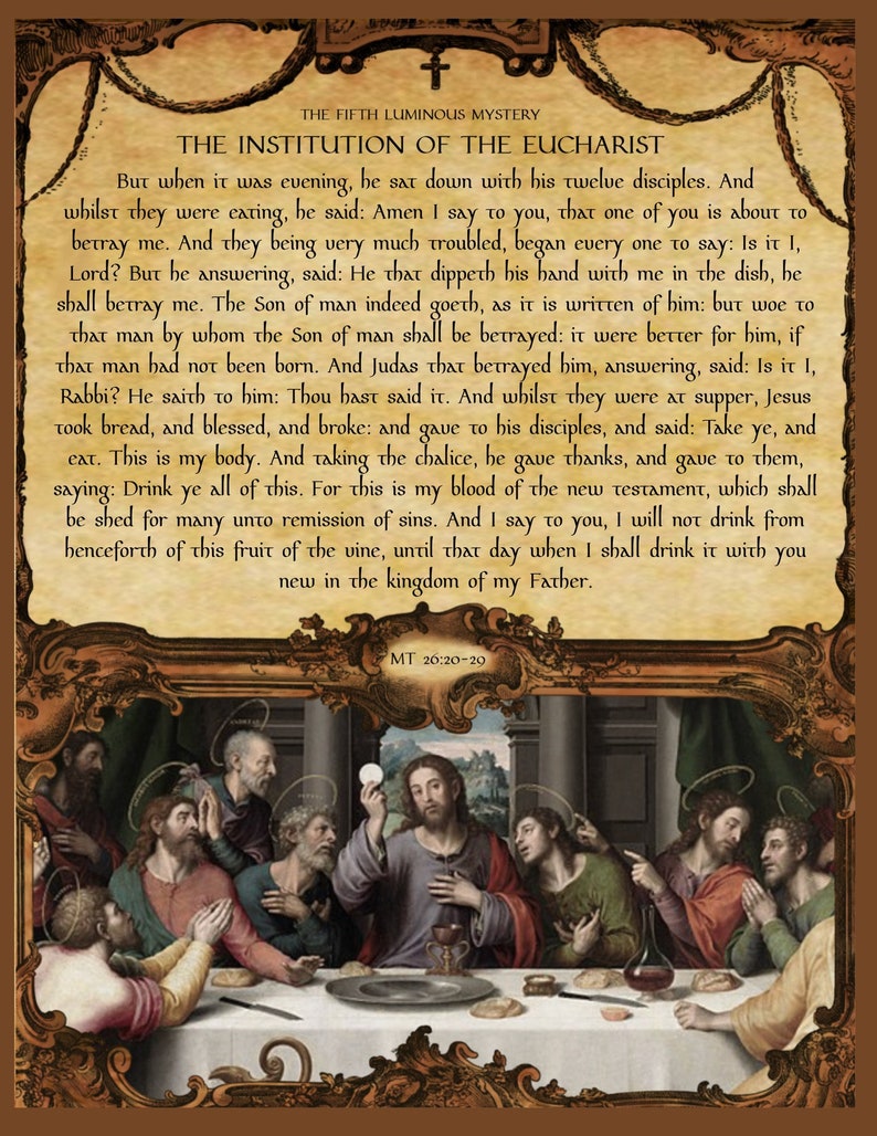 Biblical Rosary Art - Luminous Mysteries Art Catholic Art Bible Verse ...