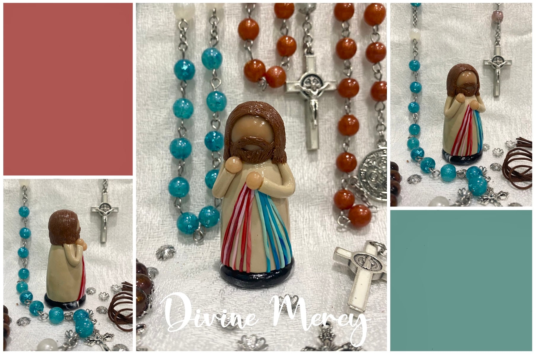 Polymer Clay Jesus & Blessed Virgin Mary Saint Statue Confirmation Gift ...