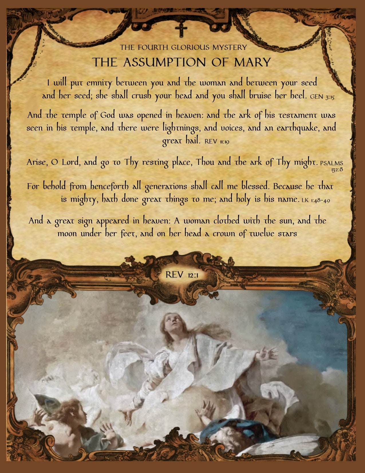 Biblical Rosary Art - Glorious Mysteries Art Catholic Art Bible Verse ...