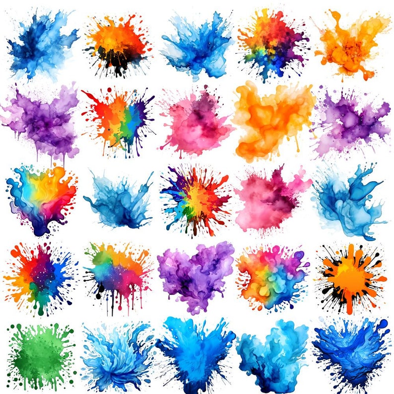 Watercolor Color Splash Clipart PNG Paint Splatter Clipart Alcohol Ink ...