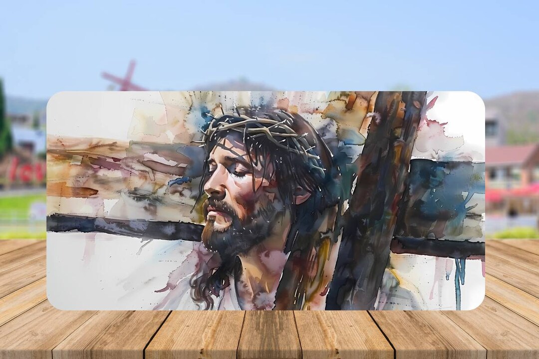 Front License Plate PNG Jesus Carrying the Cross, Religious Saved Jesus ...