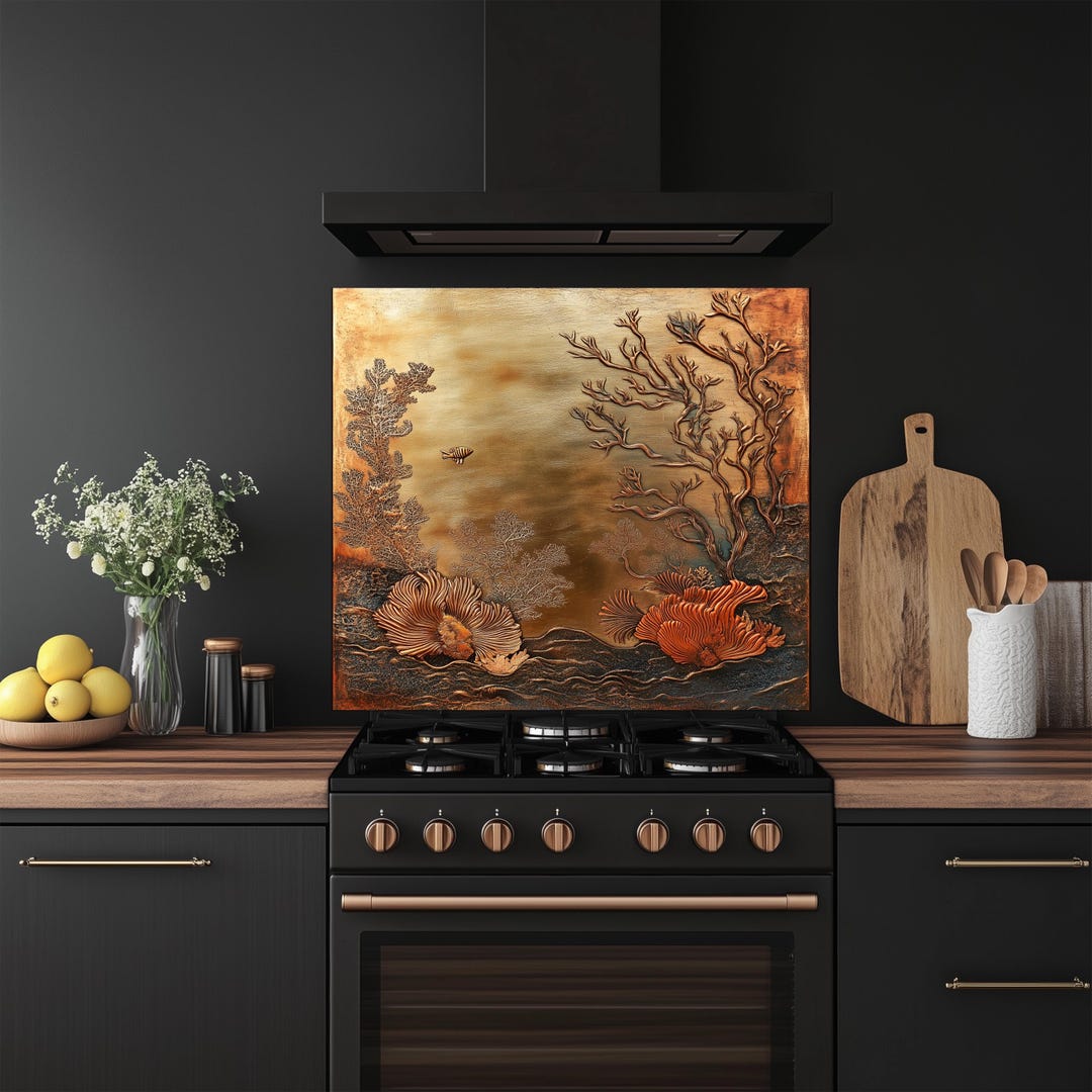 Tempered Glass Kitchen Backsplash, Aquarium View & Seashell Glass ...