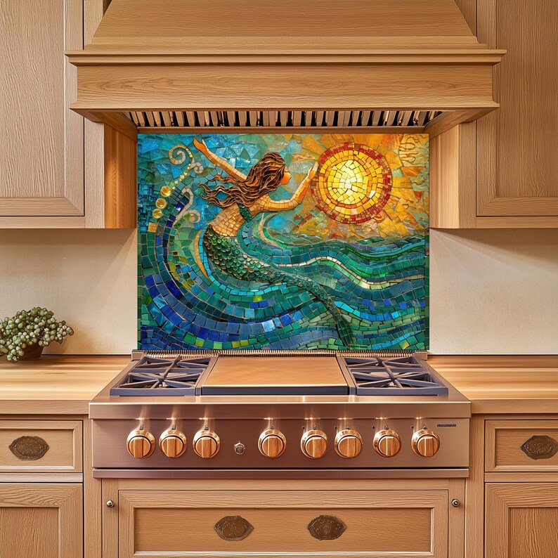 Mosaic Mermaid Glass Kitchen Backsplash: Heat & Scratch Resistant - Etsy