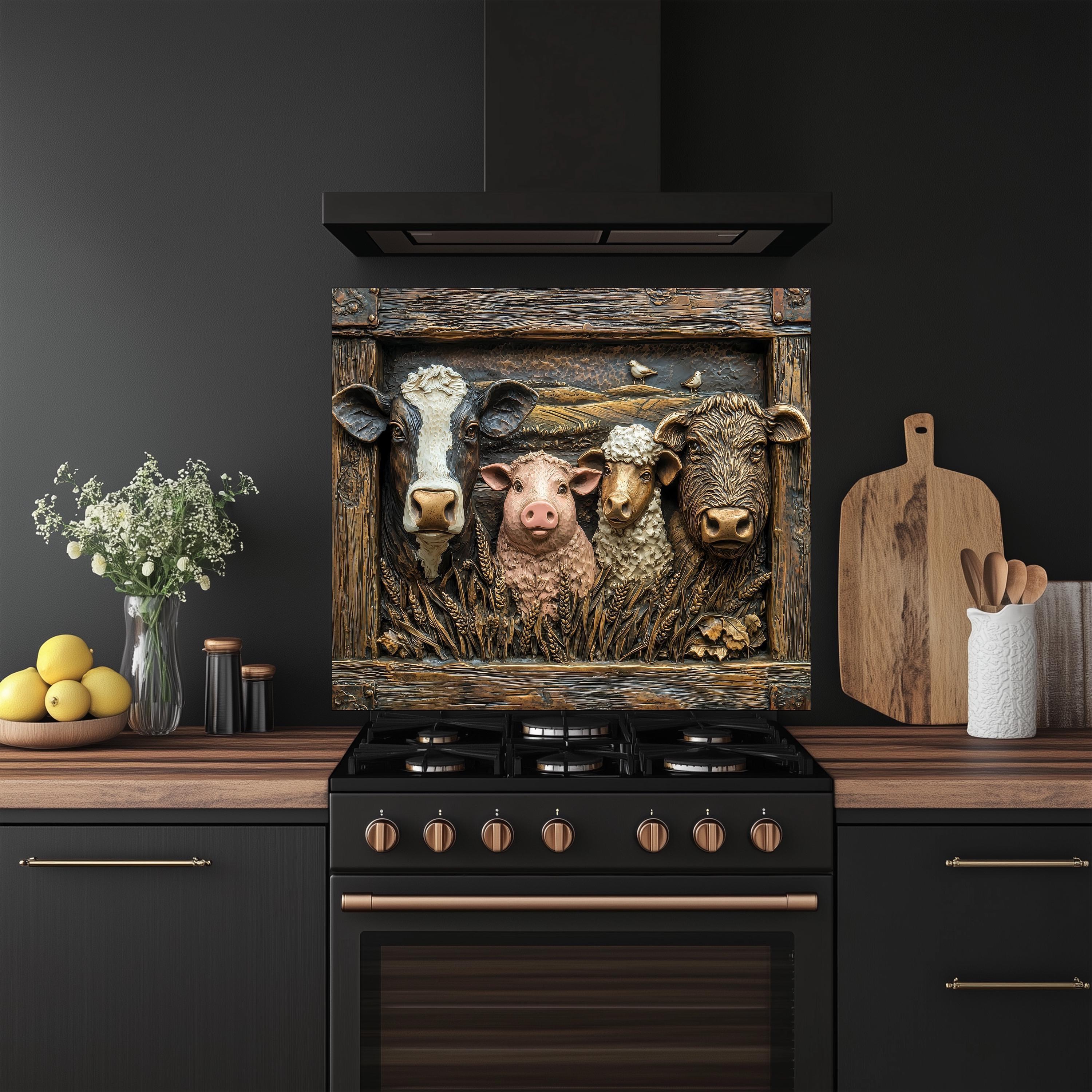 Farm Animal Tempered Glass Backsplash: Rustic Kitchen Decor - Etsy UK