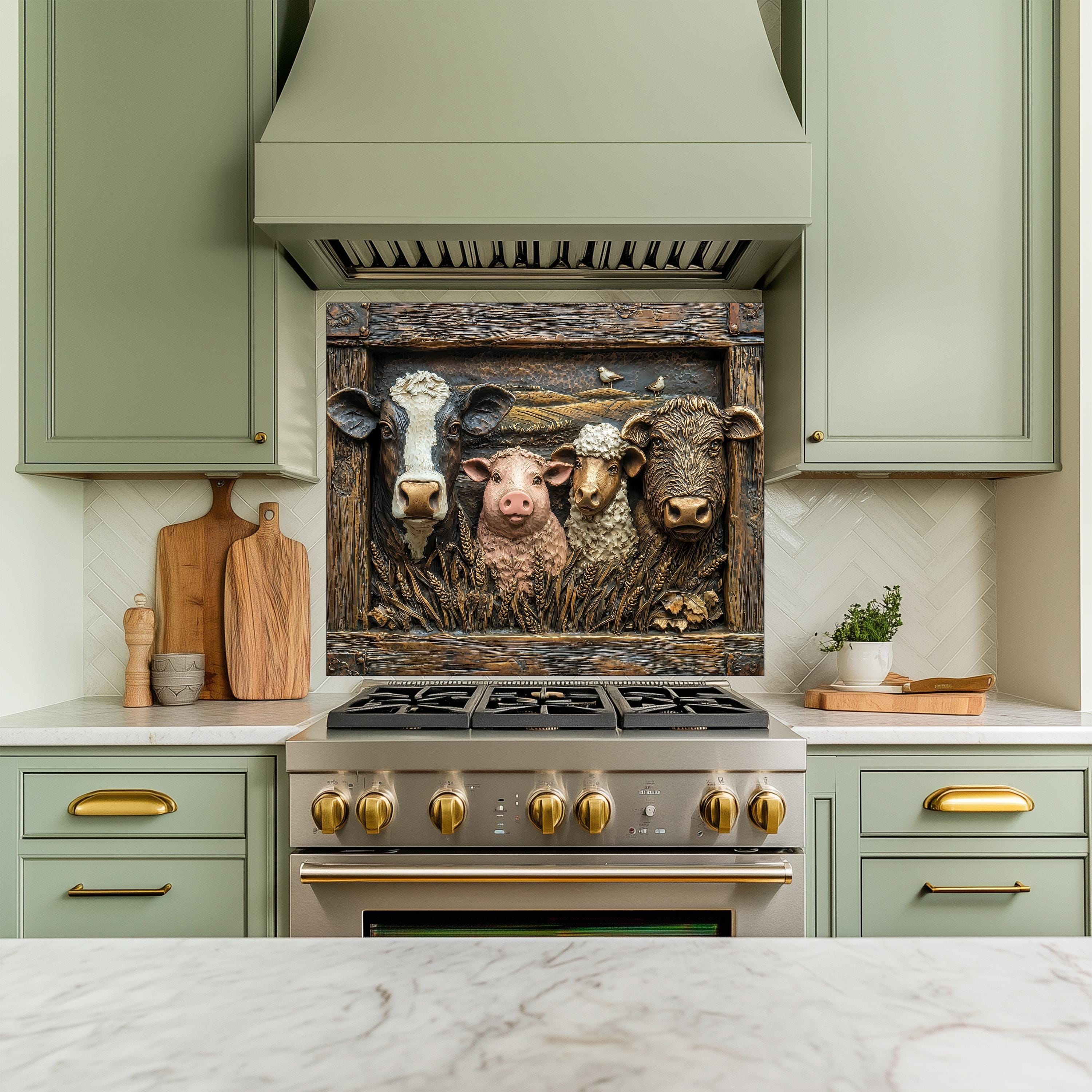 Farm Animal Backsplash,glass Backsplash, Unique Backsplash, Rustic ...