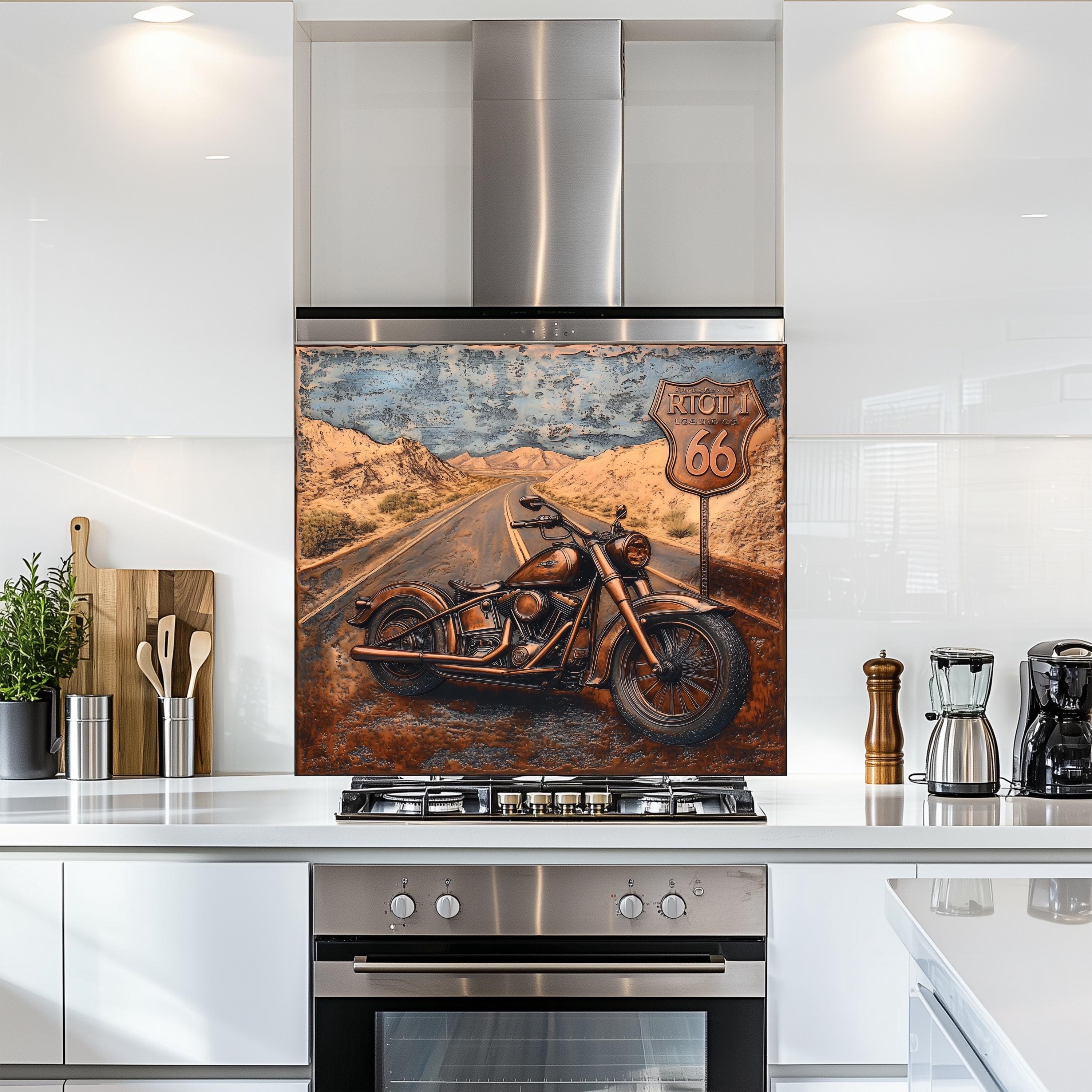 Retro Road Trip Glass Kitchen Backsplash: Rustic Mountain Copper Design ...