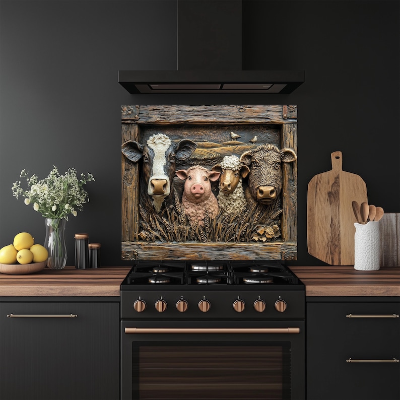 Farm Animal Backsplash,glass Backsplash, Unique Backsplash, Rustic ...